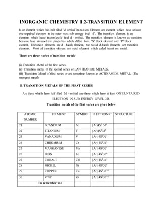 INORGANIC CHEMISTRY 1.2-TRANSITION ELEMENT | DOCX