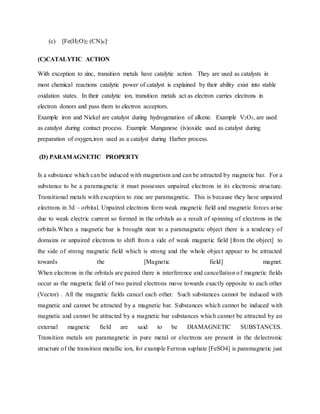 INORGANIC CHEMISTRY 1.2-TRANSITION ELEMENT | DOCX | Chemistry | Science