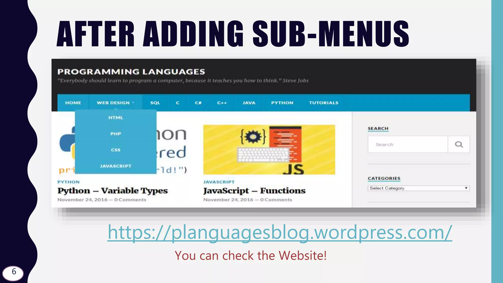Wordpress - S03.L08 - Creating Sub-menus | PPT