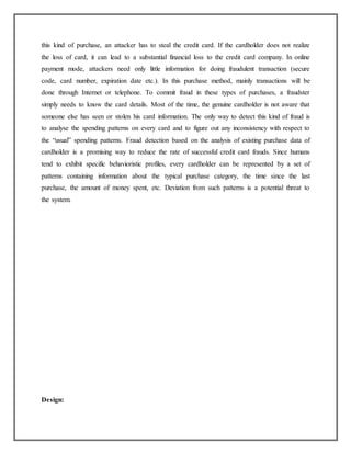 credit card fraud analysis using predictive modeling python project abstract | DOCX