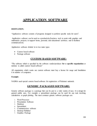 application software and types Custom based software Package software | DOC