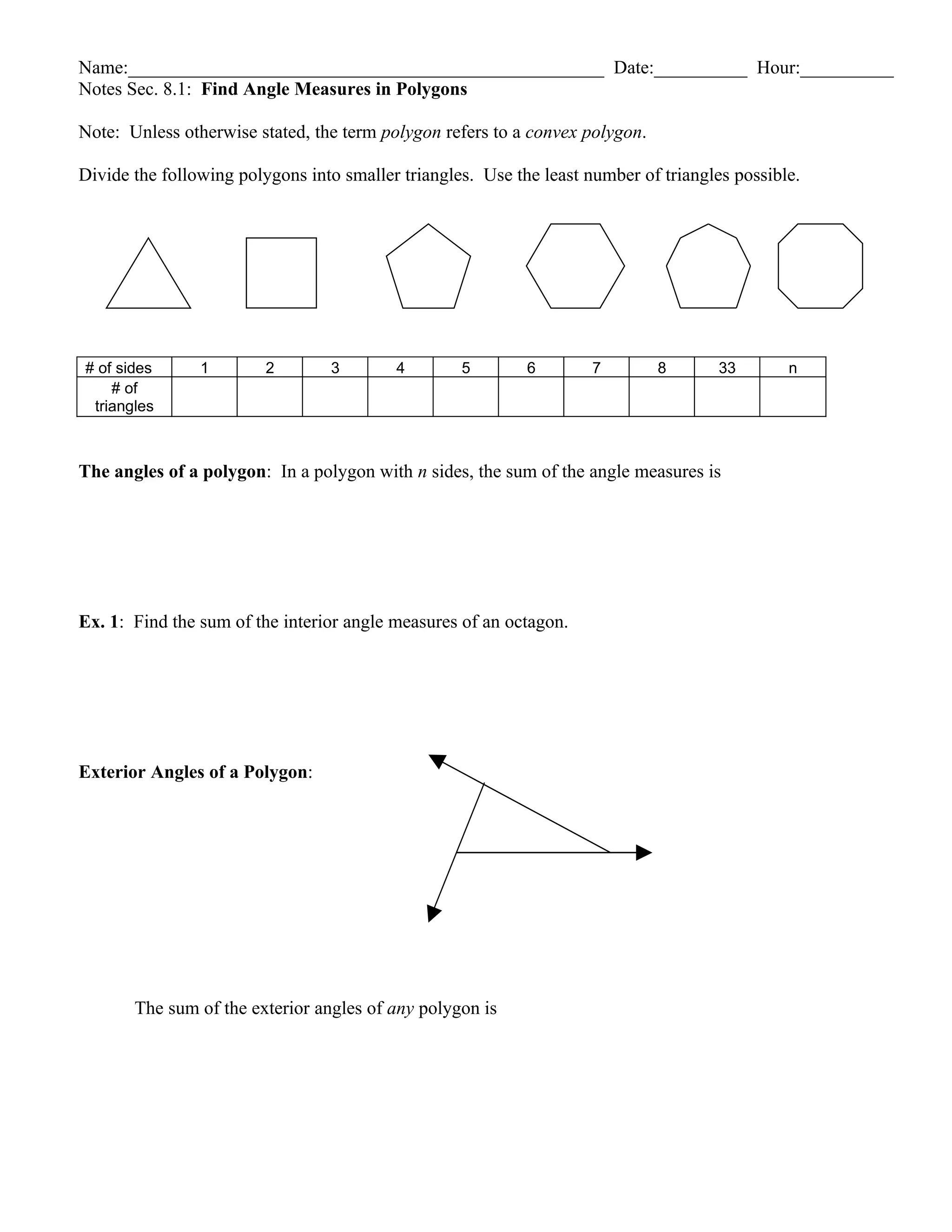 8.1 angle meas in polygons | PDF