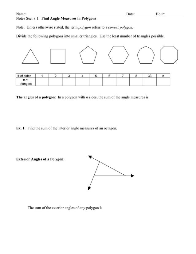 8.1 angle meas in polygons | PDF