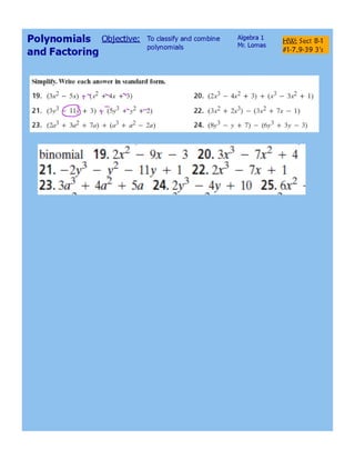 8 1 combining polynomials | PDF