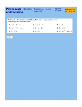 8 1 combining polynomials | PDF
