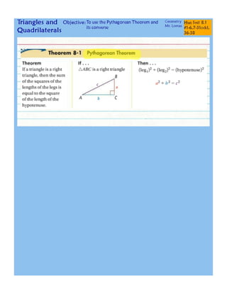 8 1 pythagorean theorem | PDF
