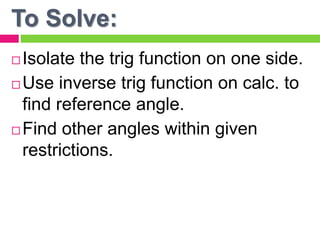 8 1 simple trig equations | PPT