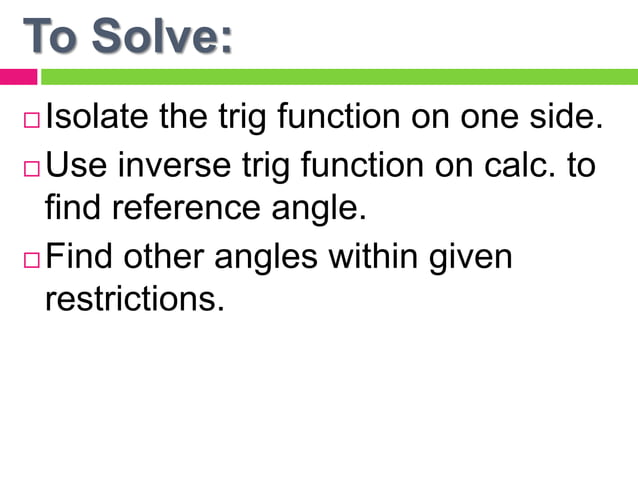 8 1 simple trig equations | PPT