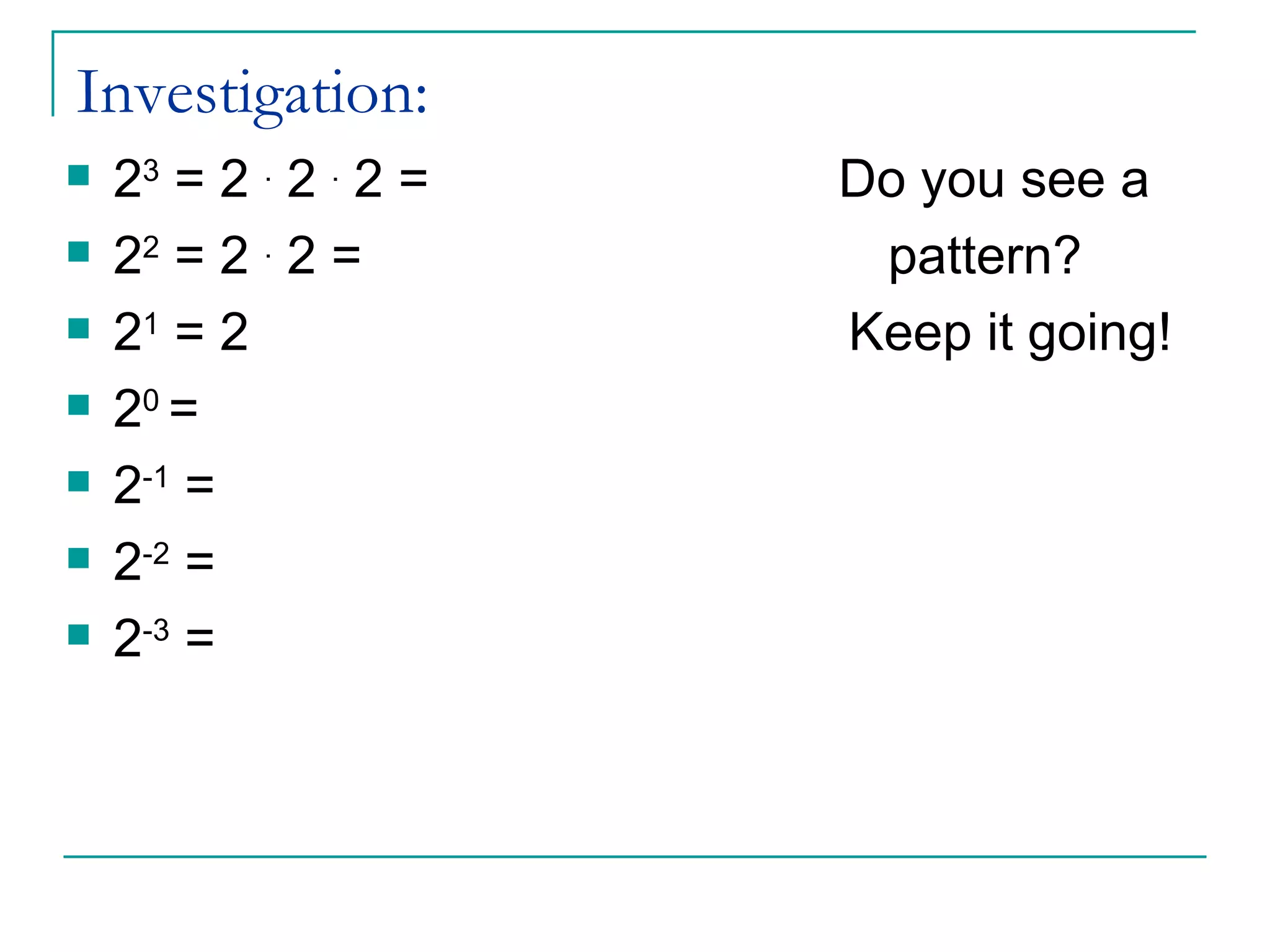 8 1 zero and negative exponents-modified | PPT