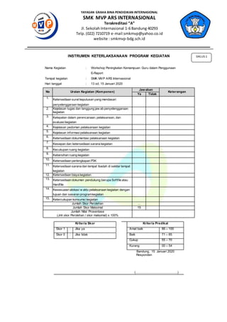 8. instrumen monitoring pelaksanaan kegiatan yang telah di isi pada ...