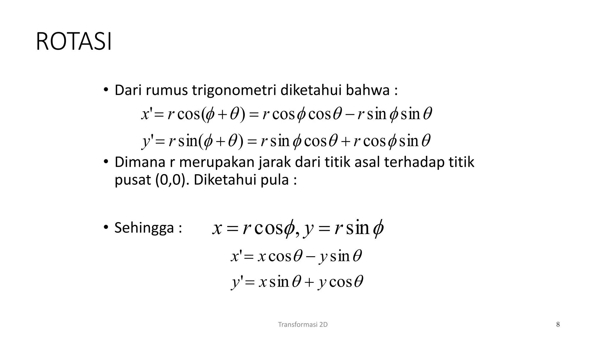 Transformasi 2 Dimensi | PPTX