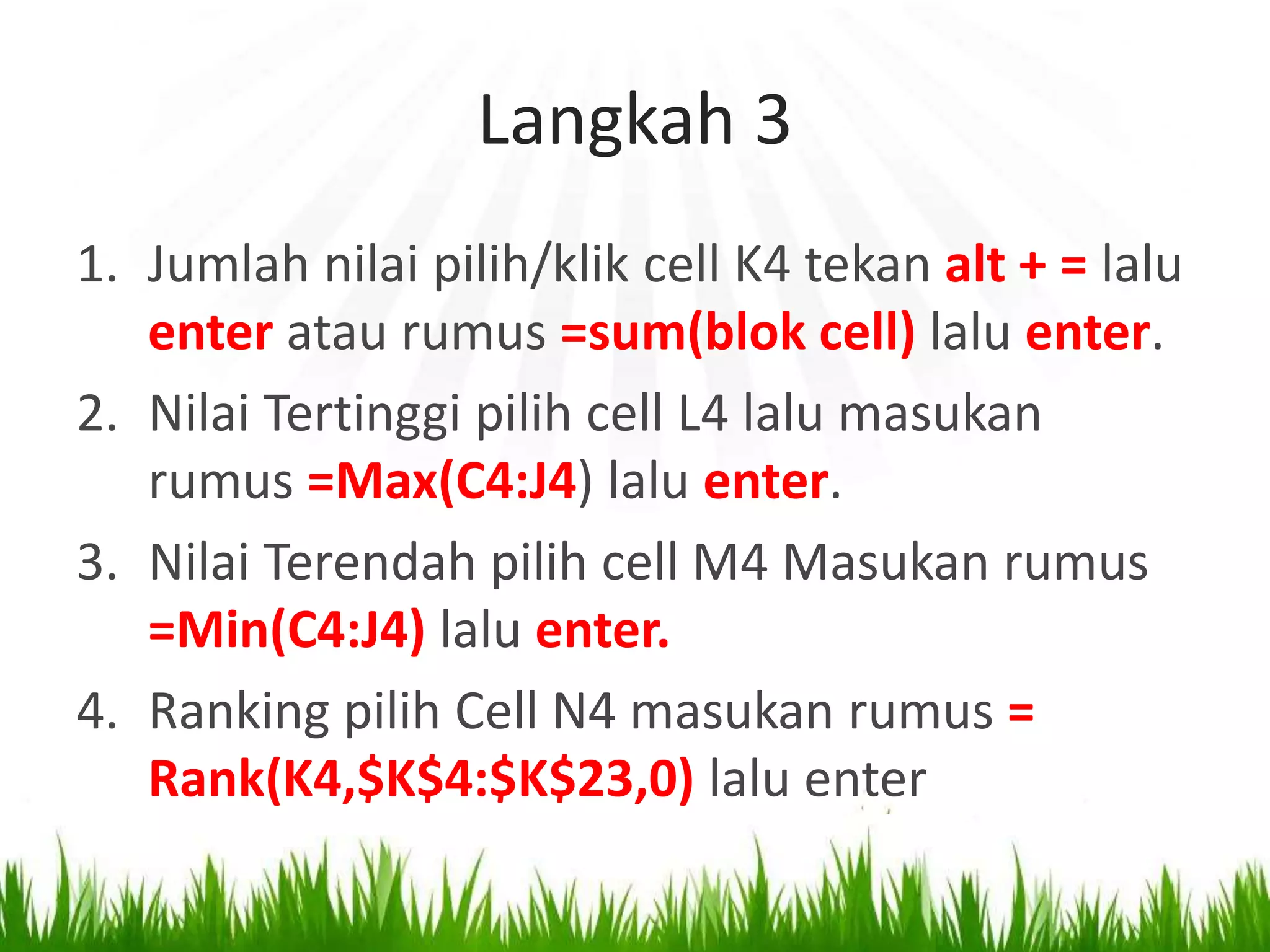 8. materi buat tabel dan rumus otomatis ms.excel | PPTX