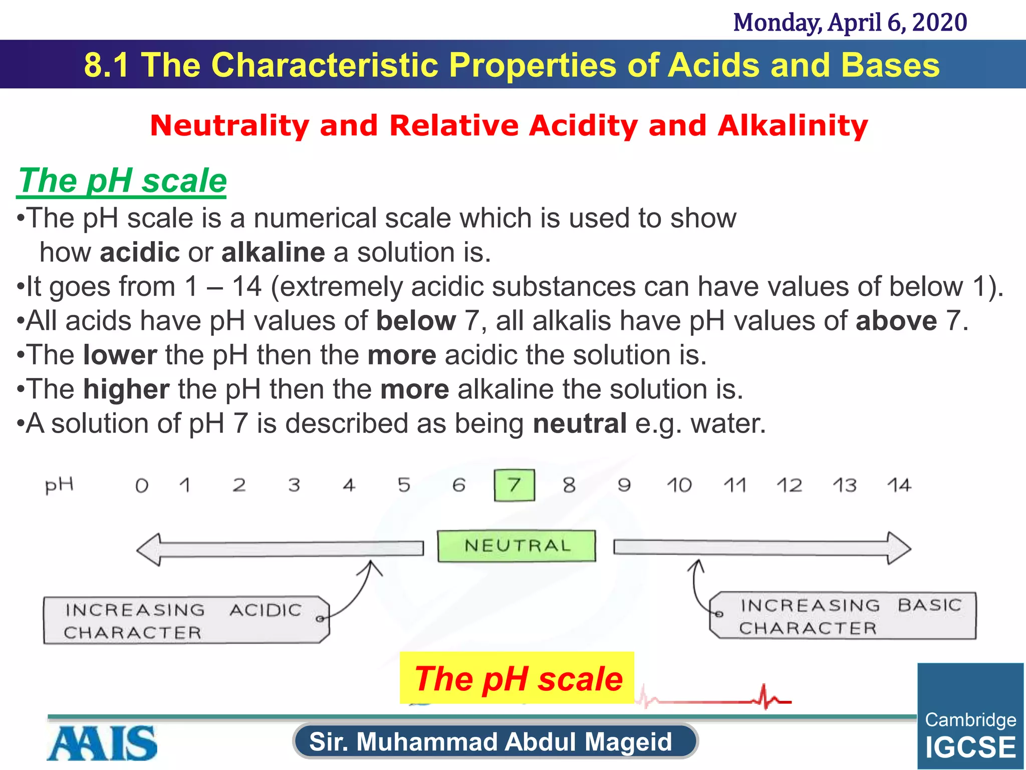 8.1 the characteristic properties of acids and bases | PPSX