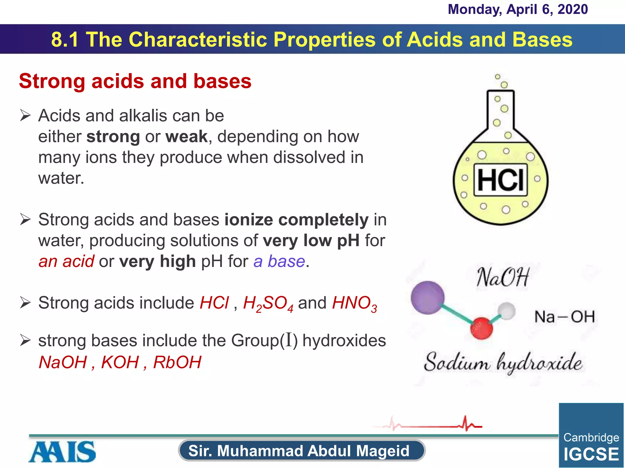8.1 the characteristic properties of acids and bases | PPSX