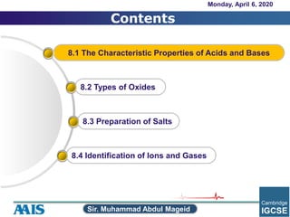 8.1 the characteristic properties of acids and bases | PPSX