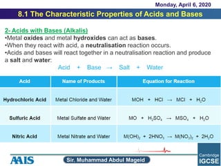 8.1 the characteristic properties of acids and bases | PPSX