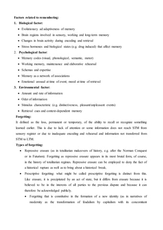 memory and forgetting | DOCX
