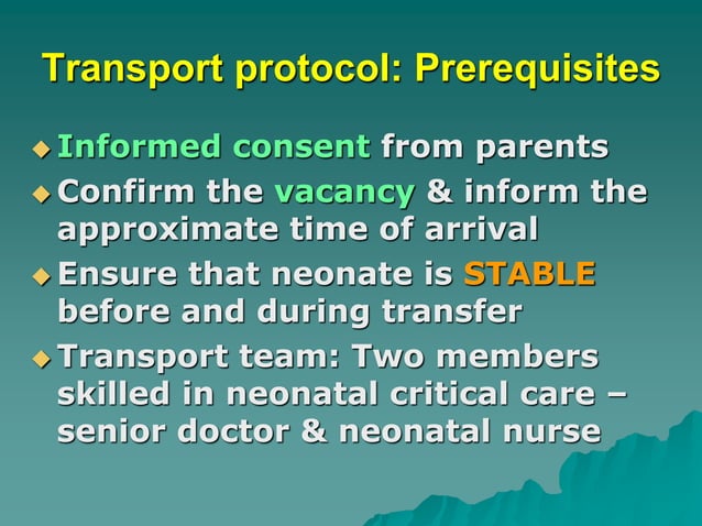 Neonatal transport | PPT | Pregnancy | Reproductive Health