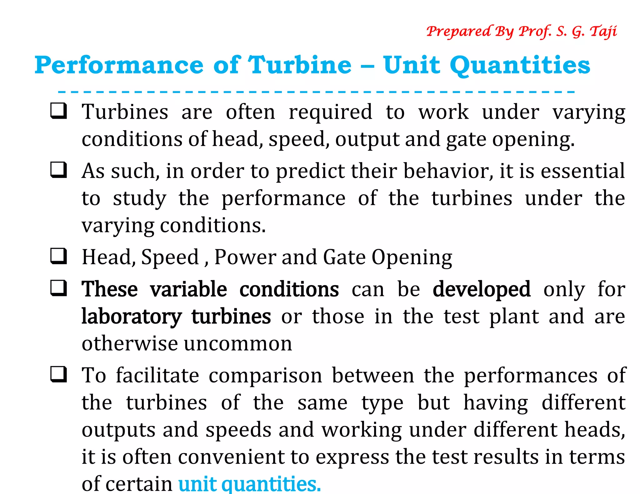 Unit Quantities of Turbine | Fluid Mechanics | PDF