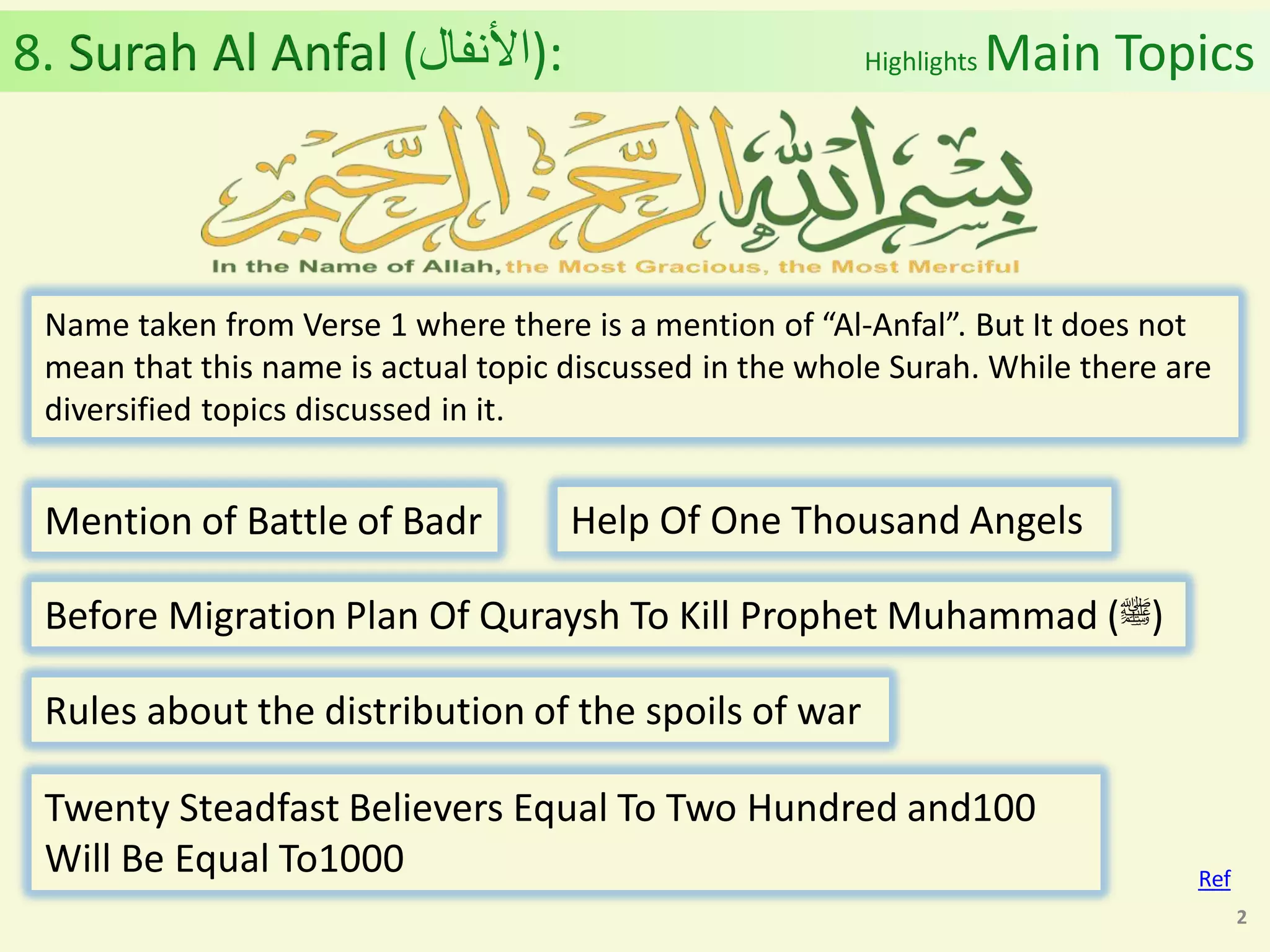 Al Quran (Chapter 8): Surah Al Anfal [The Spoils of War] | PDF