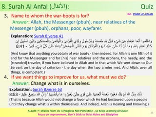 Al Quran (Chapter 8): Surah Al Anfal [The Spoils of War] | PDF