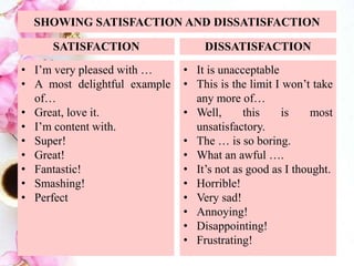 LANGUAGE FUNCTION: SHOWING SATISFACTION AND DISSATISFACTION | PPT