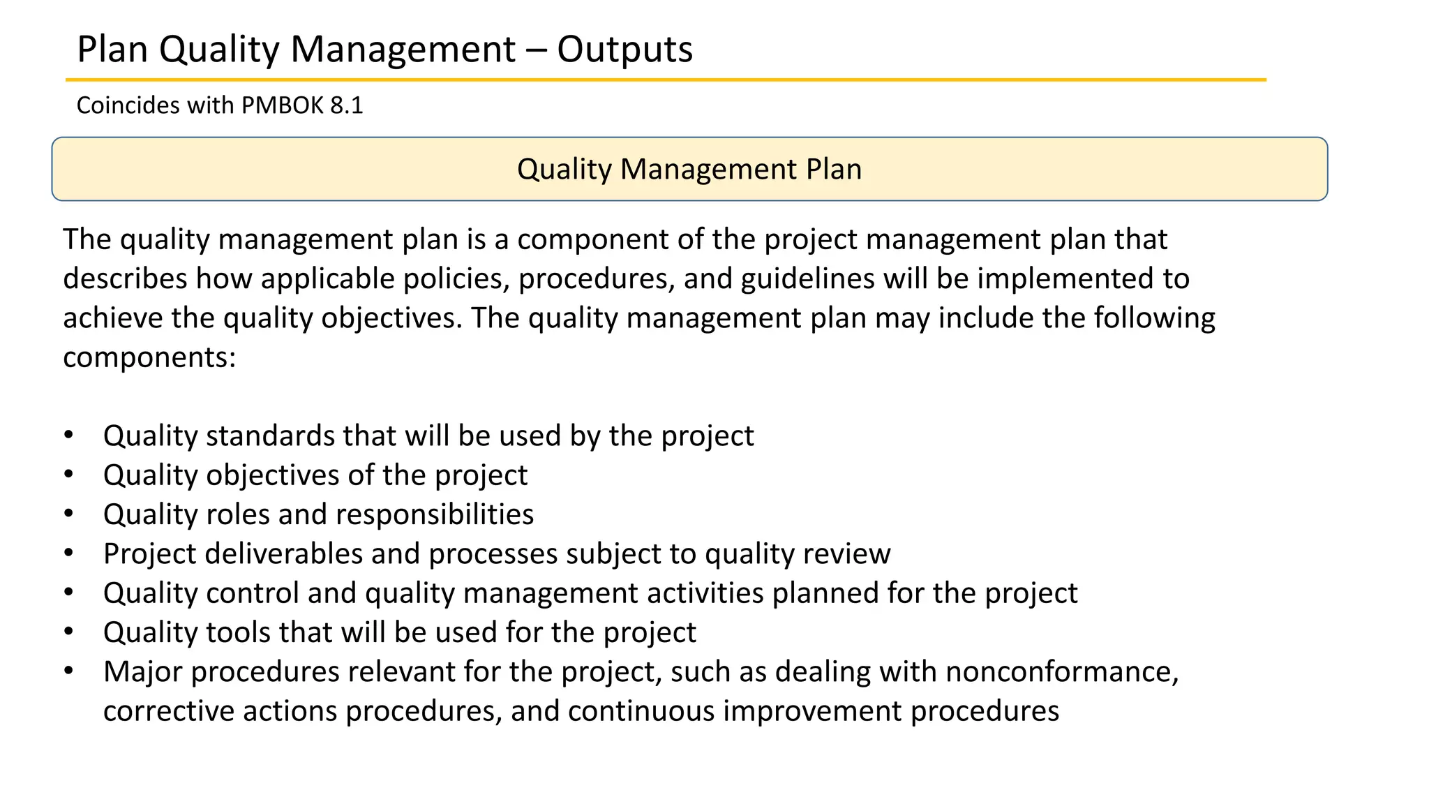 8.1 Plan Quality Management | PPTX