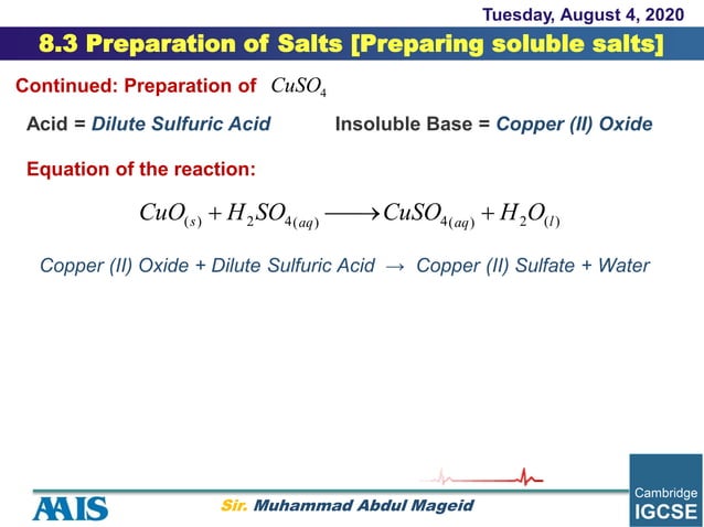 8.3 preparation of salts | PDF | Chemistry | Science