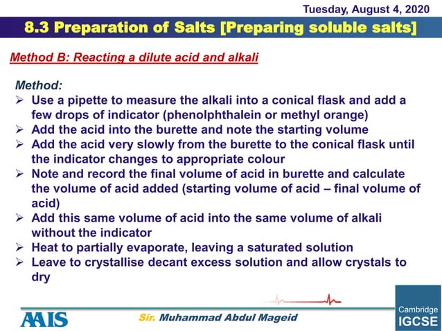 8.3 preparation of salts | PDF | Chemistry | Science