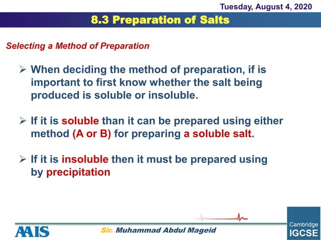 8.3 preparation of salts | PDF | Chemistry | Science