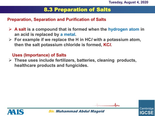 8.3 preparation of salts | PDF | Chemistry | Science