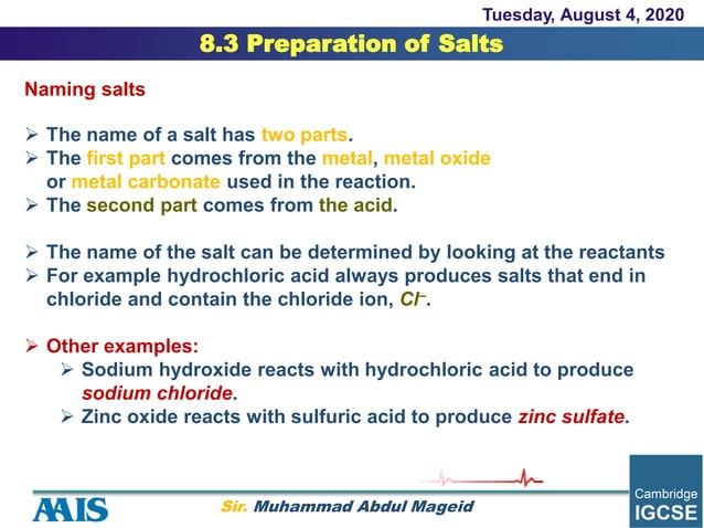 8.3 preparation of salts | PDF | Chemistry | Science