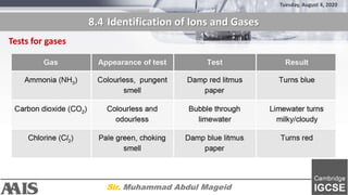 8.4 identification of ions and gases | PPTX
