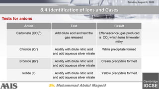 8.4 identification of ions and gases | PPTX