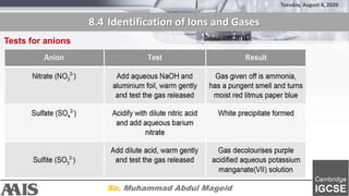 8.4 identification of ions and gases | PPTX