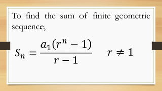 Geometric Series and Finding the Sum of Finite Geometric Sequence | PDF