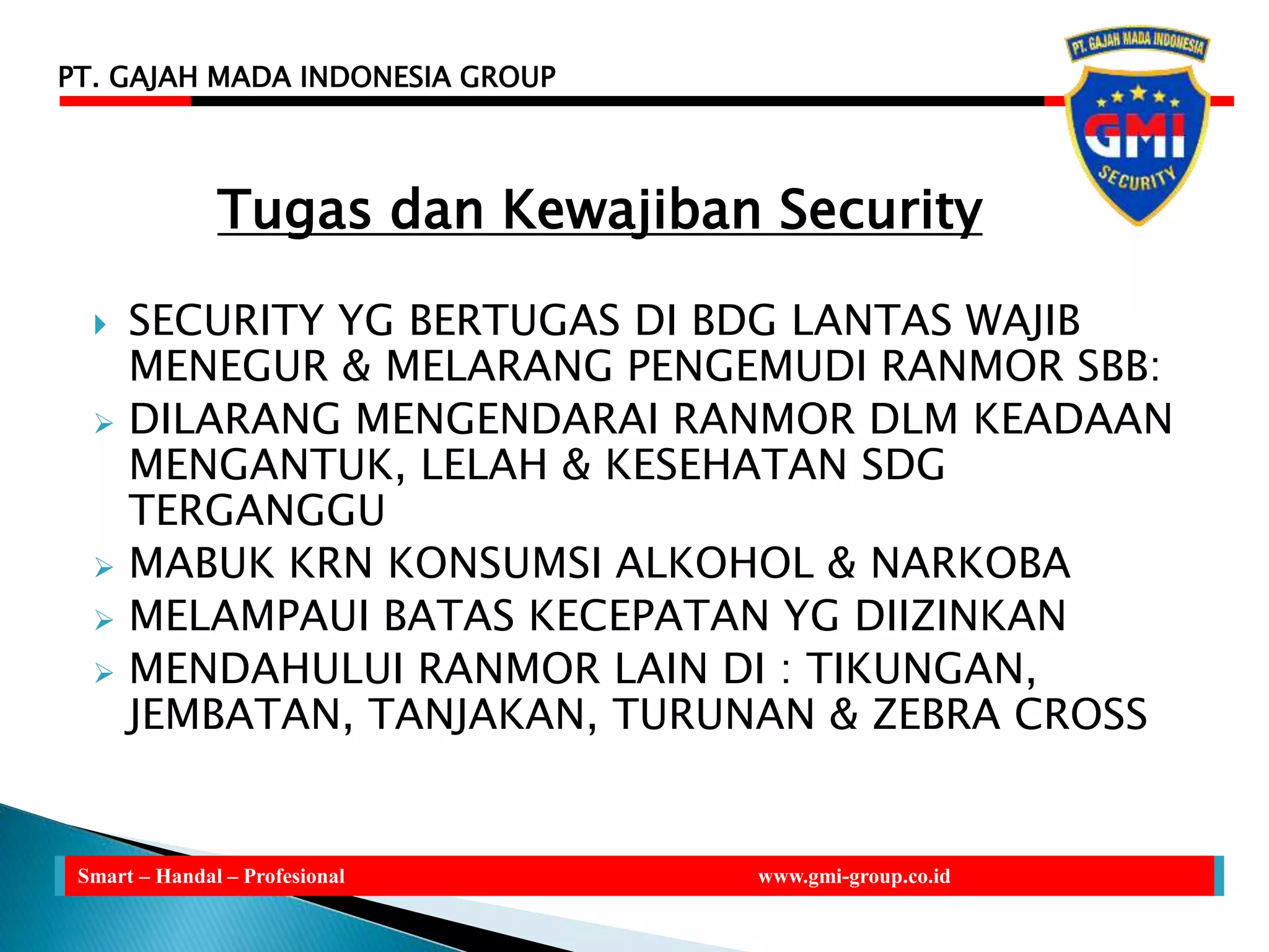 GMI GROUP - TRAFFIC CONTROL TRAINING SECURITY | PPT