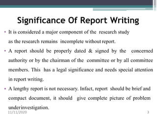 Research Methodology report writing | PPTX