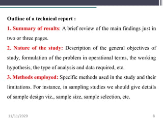 Research Methodology report writing | PPTX
