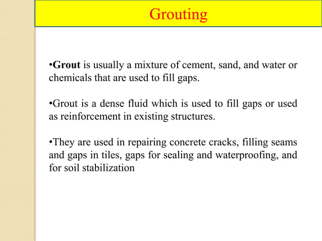 Grouting Technique Repair and Rehabilitation of Structures | PPTX | Gardening | Home & Garden