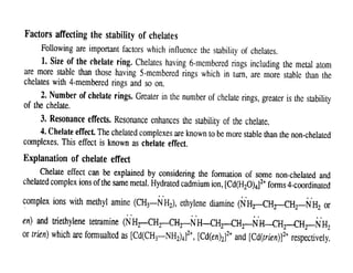 Chelates and chelate effect | PDF