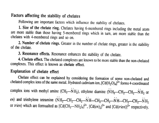 Chelates and chelate effect | PDF