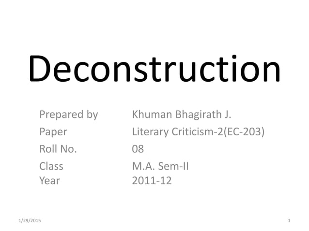 Deconstruction | PPT