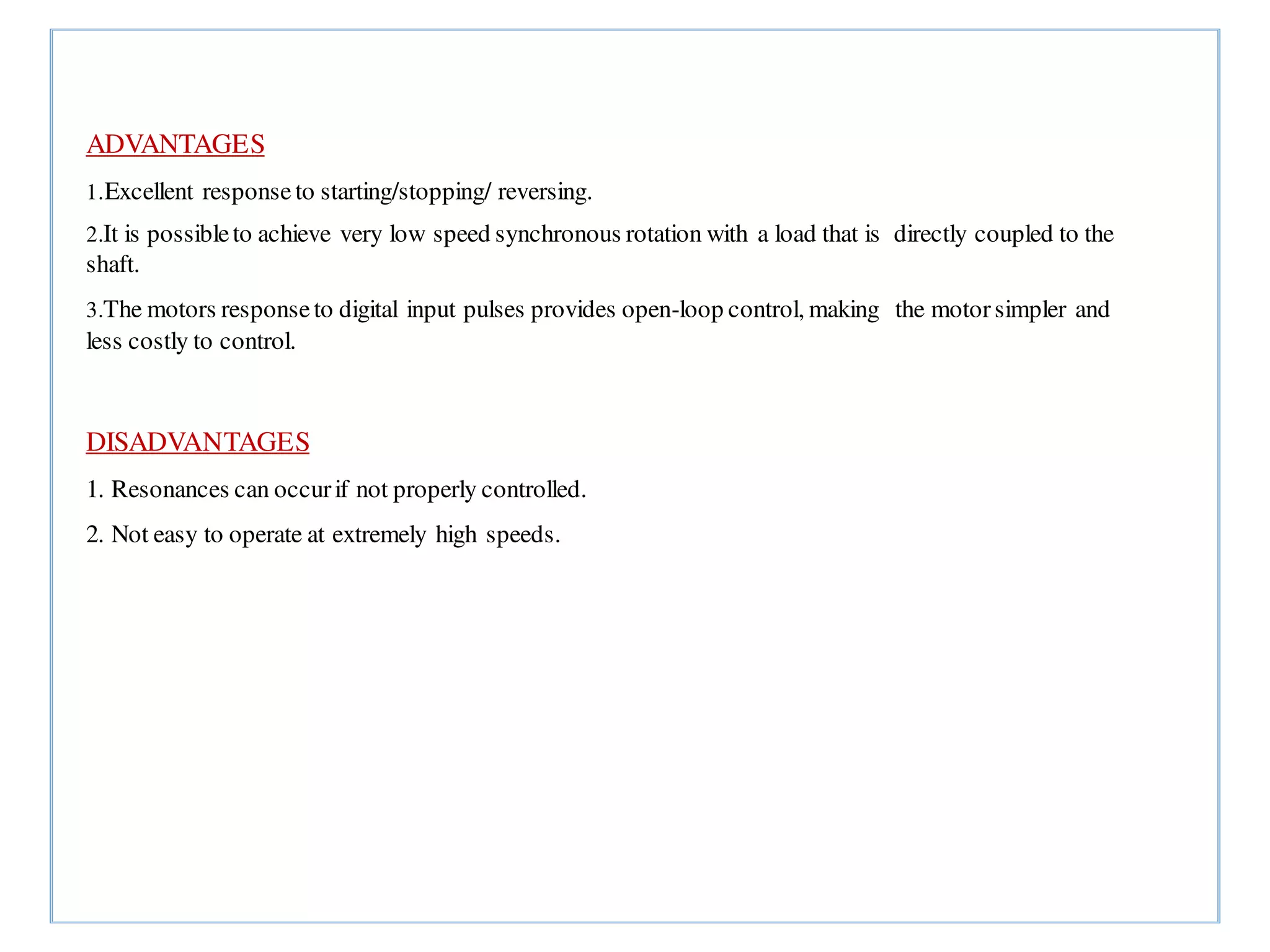 stepper motor, Working principal Construction Types Advantages an disadvantages Application ...