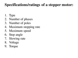 stepper motor, Working principal Construction Types Advantages an ...