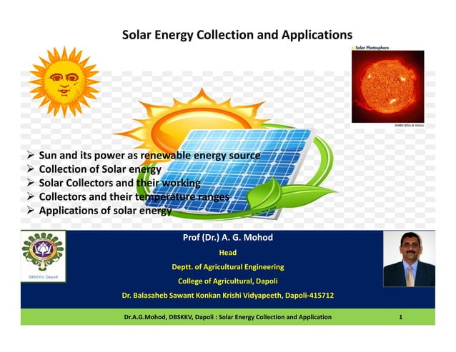 solar energy collection and applications | PDF
