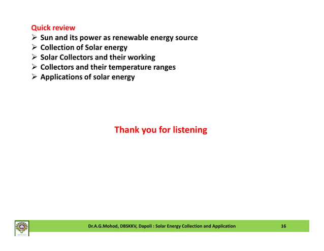 solar energy collection and applications | PDF