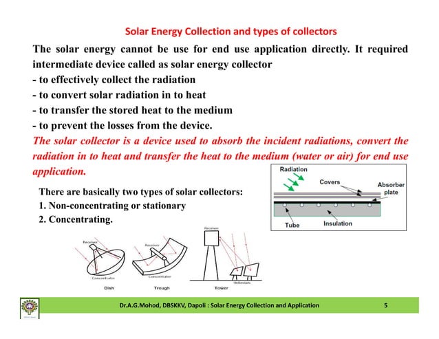 solar energy collection and applications | PDF