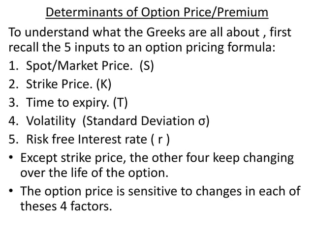 option greeks | PPTX | Business Accounting & Finance | Business