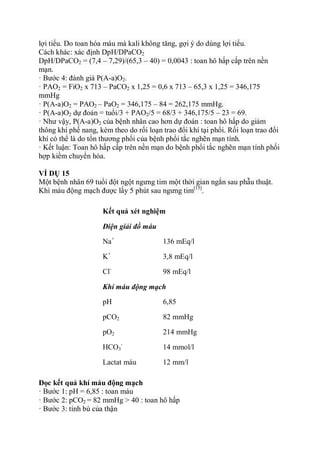 MỘT VÀI VÍ DỤ KHÍ MÁU ĐỘNG MẠCH | PDF